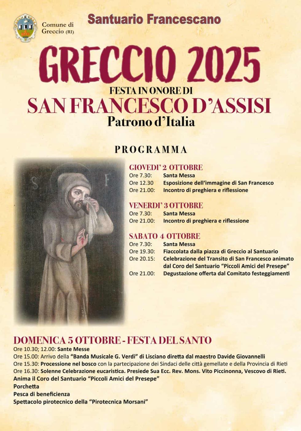Greccio 2025 - San Francesco d'Assisi - Santuari della Valle Santa ...